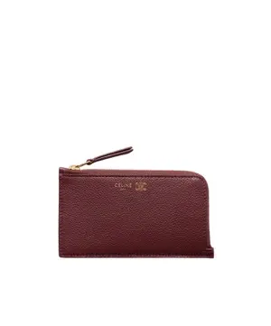 Celine LONG ZIPPED CARD HOLDER IN GRAINED SUPPLE CALFSKIN Syrah/red