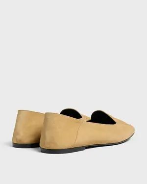 Celine Aura Slipper In Suede - Stone Beige