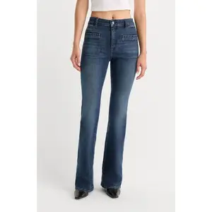 Good American Good Petite High Waist Patch Pocket Flare Jeans - Lyrical