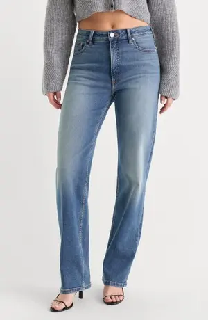 Good American Good Petite High Waist Straight Leg Jeans - Crest