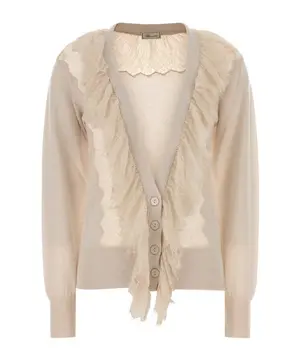 Blumarine Long-sleeve Open-front Cardigan - Sand-colored
