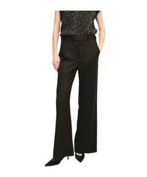 PANICALE Chevron Palazzo Trousers - Ebony