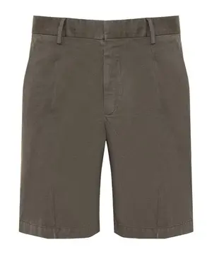 Zegna Belt-loops Linen Chino Shorts - White Solid