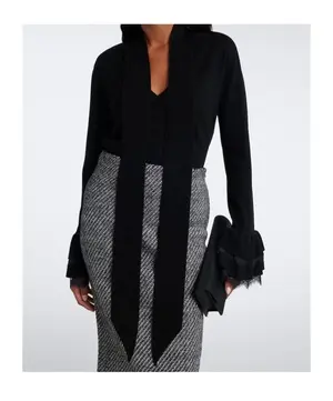 Nina Ricci Lace-trimmed Wool-blend Knit Top
