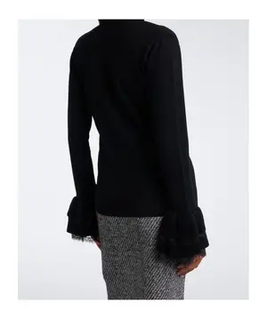 Nina Ricci Lace-trimmed Wool-blend Knit Top