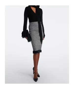 Nina Ricci Lace-trimmed Wool-blend Knit Top