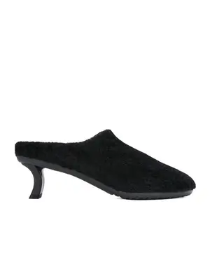 Loewe Dive Mule In Shearling - Black