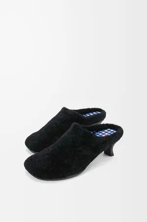 Loewe Dive Mule In Shearling - Black