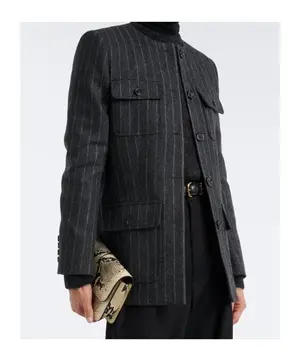NILI LOTAN Jenette Striped Virgin Wool Jacket