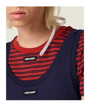 Miu Miu Jersey Dress - Ruby/blue