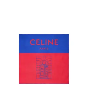 Celine Square Silk Scarf - Blue/red