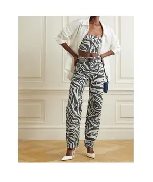 ROTATE BY BIRGER CHRISTENSEN Zebra-print Organic Denim High-rise Straight-leg Jeans