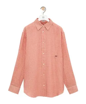 Loewe Long Sleeve Checked Shirt - Orange/white