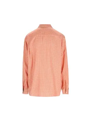 Loewe Long Sleeve Checked Shirt - Orange/white