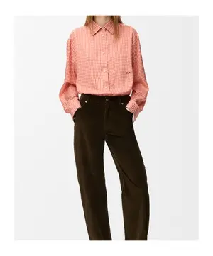 Loewe Long Sleeve Checked Shirt - Orange/white