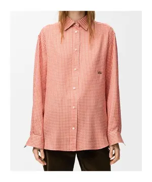 Loewe Long Sleeve Checked Shirt - Orange/white