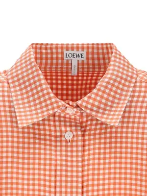 Loewe Long Sleeve Checked Shirt - Orange/white