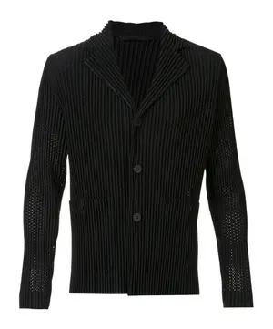 Issey Miyake Pleated Notch-lapel Jacket - Black