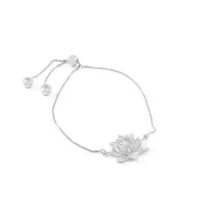 SEVEN SAINTS Awakened Lotus Adjustable Bracelet In White Rhodium - Silver