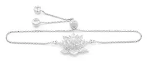 SEVEN SAINTS Awakened Lotus Adjustable Bracelet In White Rhodium - Silver