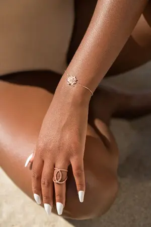 SEVEN SAINTS Awakened Lotus Adjustable Bracelet In White Rhodium - Silver