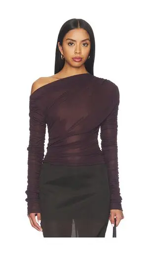 GESTUZ Vedae Long Sleeve Top In Burgundy