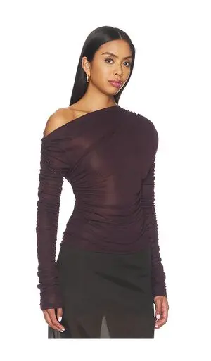 GESTUZ Vedae Long Sleeve Top In Burgundy