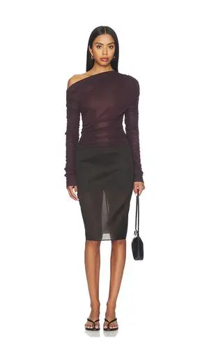 GESTUZ Vedae Long Sleeve Top In Burgundy