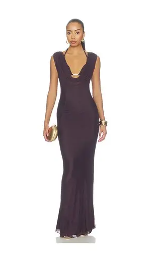 TIGER MIST Noemi Maxi Dress In Burgundy