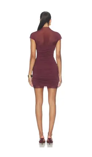 SEROYA Paola Mini Dress In Burgundy - Bordeaux