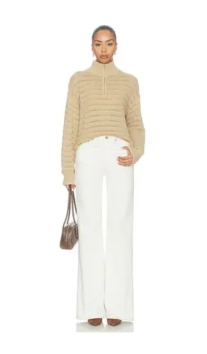 STITCHES & STRIPES Everly Half Zip In Nude