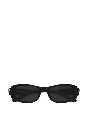 Balenciaga Bb Logo-plaque Oval-frame Sunglasses - Black