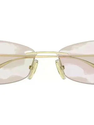 Balenciaga Nano Bb-logo Geometric-frame Sunglasses - Gold