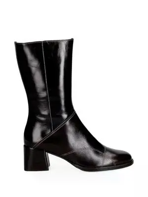 BILLI BI Contrast-stitch Calf Leather Ankle Boots - Brown