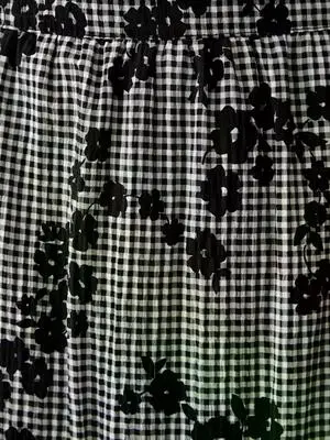 MORGAN Floral-print Gingham Midi Skirt