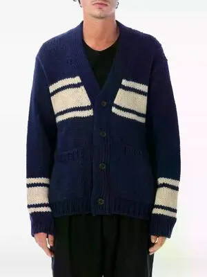 Universal Works Langdale Stripe-detail Chunky-knit Cardigan - Blue