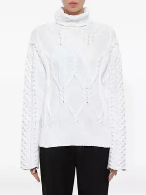 JUUN.J Cable-knit Roll-neck Sweater - White