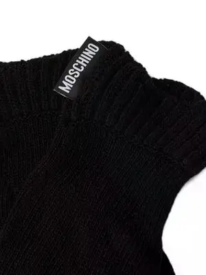 Moschino Logo-tag Ribbed-trim Gloves