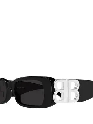 Balenciaga Dynasty Bb Logo-plaque Rectangle-frame Sunglasses - Black