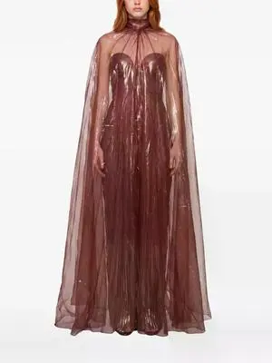 MARIA LUCIA HOHAN Celestina Metallic-finish Sheer Cape