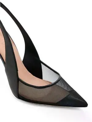MALONE SOULIERS Arc 100 Mesh Slingback Pumps - Black
