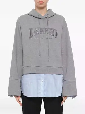 JUUN.J Layered-design Logo-embroidered Hoodie