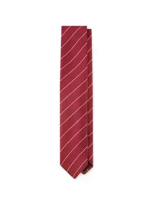 LARDINI Regimental-jacquard Silk Tie - Red