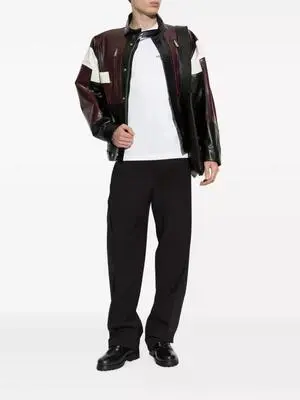 Dsquared2 Colour-block Stand-collar Leather Jacket - Black