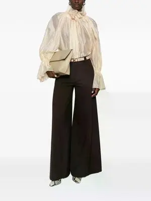 THELATEST Estelle Ruffled-collar Balloon-sleeve Top - Neutrals