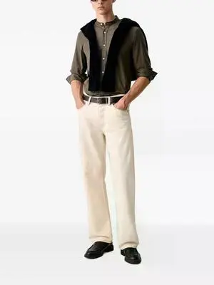 LINDBERGH Mandarin-collar Button-up Shirt - Green
