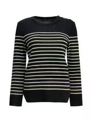 Saint James Striped Button-detail Sweater - Blue