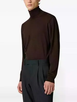 LARDINI Wool Turtleneck Sweater - Brown