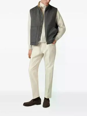 LARDINI Ribbed-knit Zip-up Cardigan