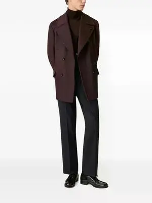 LARDINI Micro-herringbone Double-pleated Trousers